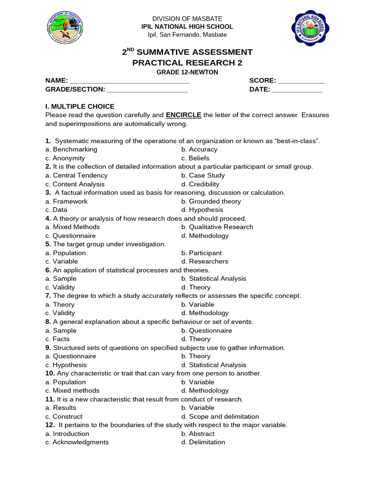 PRACTICAL RESEARCH 2 | PDF | Methodology | Statistics