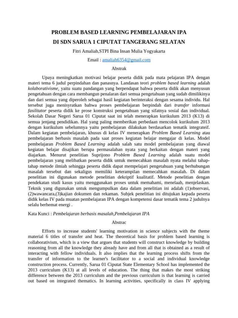 Fitri Amaliah - Problem Based Learning | PDF