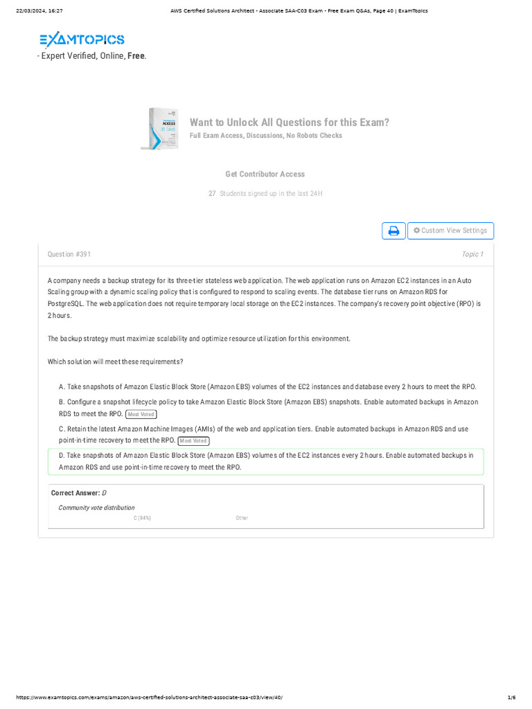 AWS SAA-C03 Exam Q&As and Strategies | PDF | Amazon Web Services | Computing