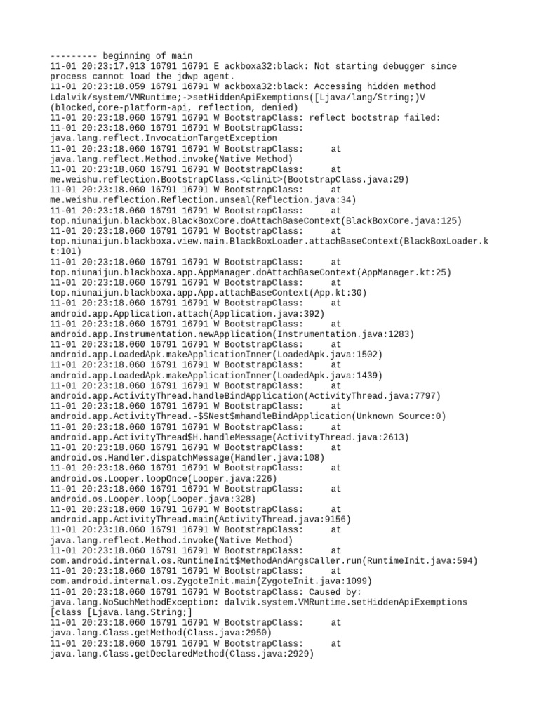 Top - Niunaijun.blackboxa32 Logcat | PDF | Java (Programming Language) | Mobile Software