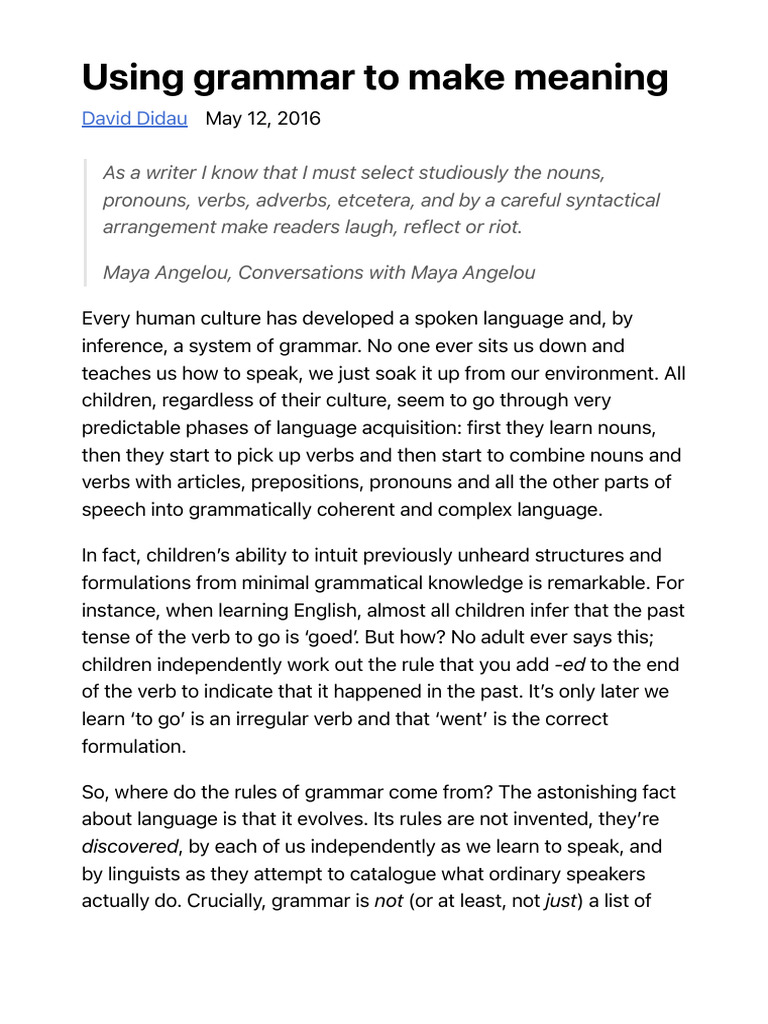 Using grammar to make meaning – David Didau | PDF | Grammar | English ...