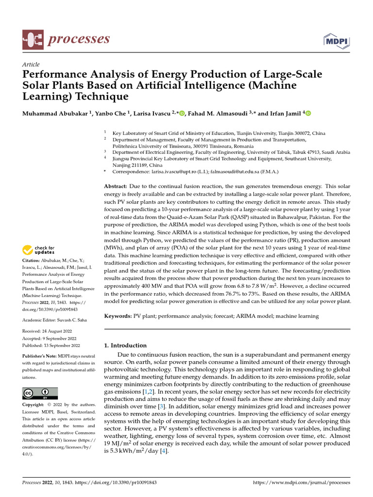 Performance Analysis of Energy Production of Large-Scale Solar Plants ...