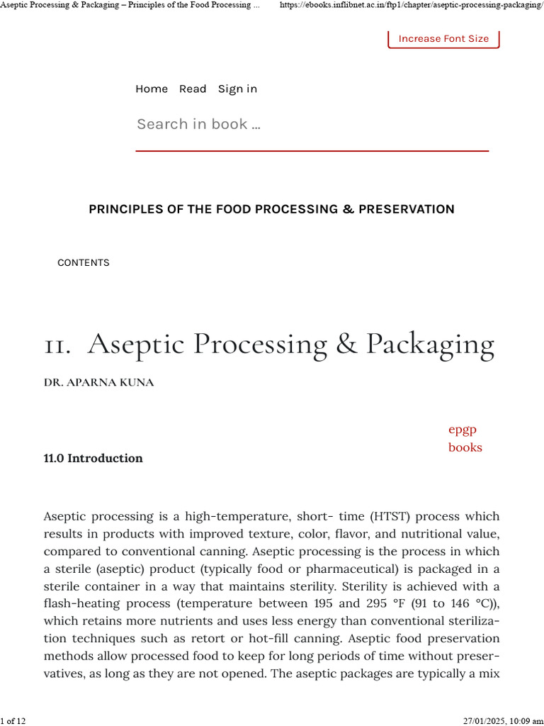 Aseptic Processing & Packaging - Principles of The Food Processing ...