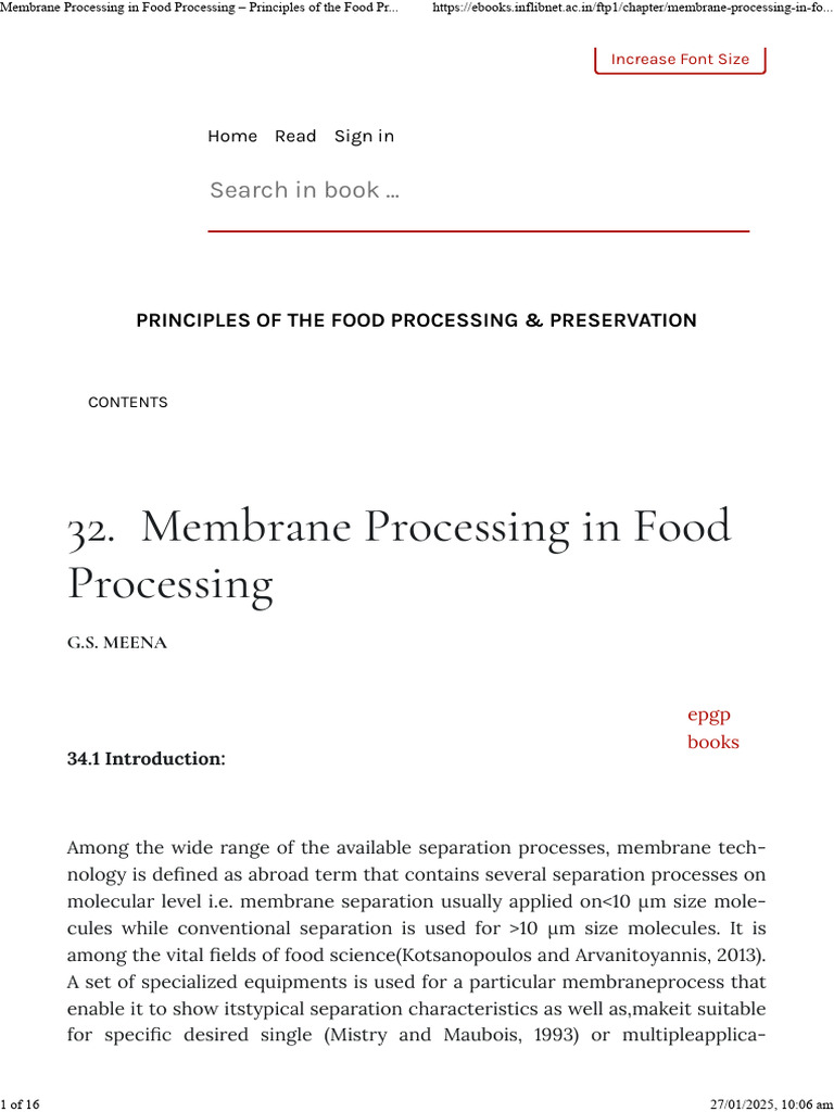 Membrane Tech in Food Processing | PDF | Membrane | Beer