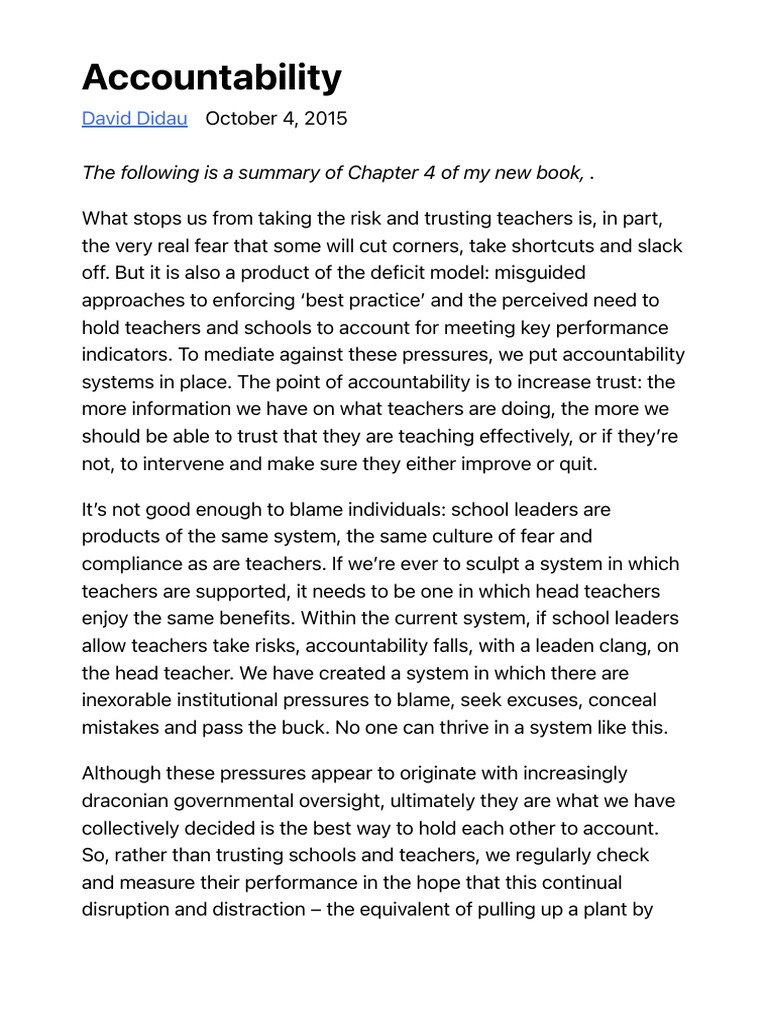Accountability - David Didau | PDF | Morality | Accountability
