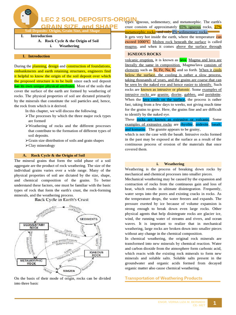 Soil Deposits: Origin, Size, and Shape | PDF | Rock (Geology) | Weathering