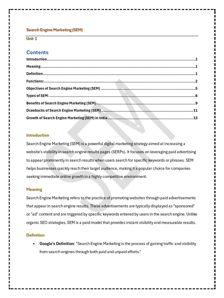 Search Engine Marketing - Unit 1 | PDF | Search Engine Marketing ...