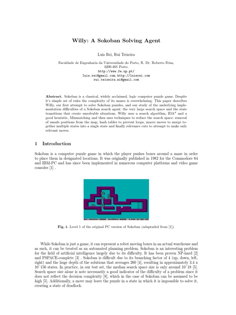 Willy A Sokoban Solving Agent Pdf Areas Of Computer Science