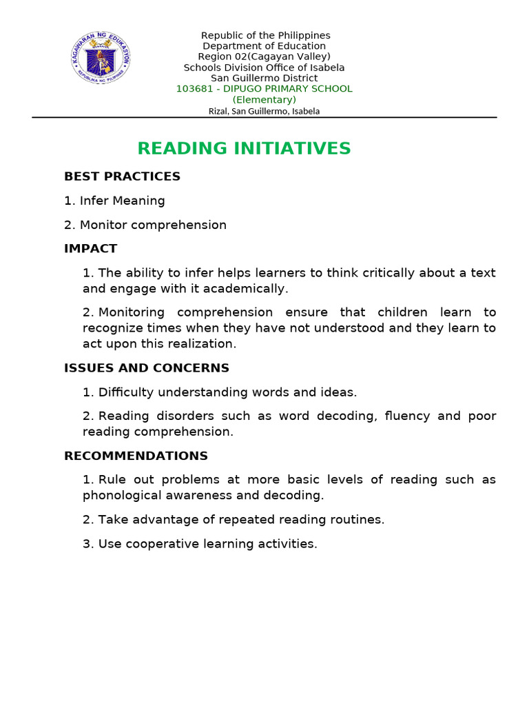 DIPUGO PS Reading Initiatives | PDF