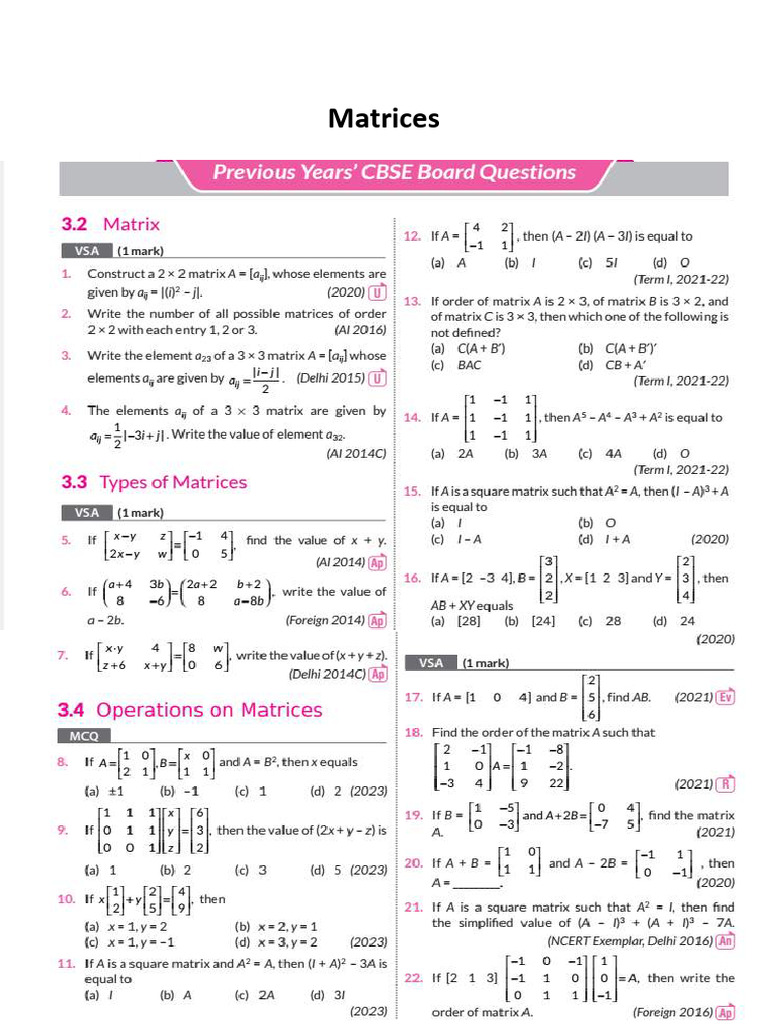 12 Matrices | PDF