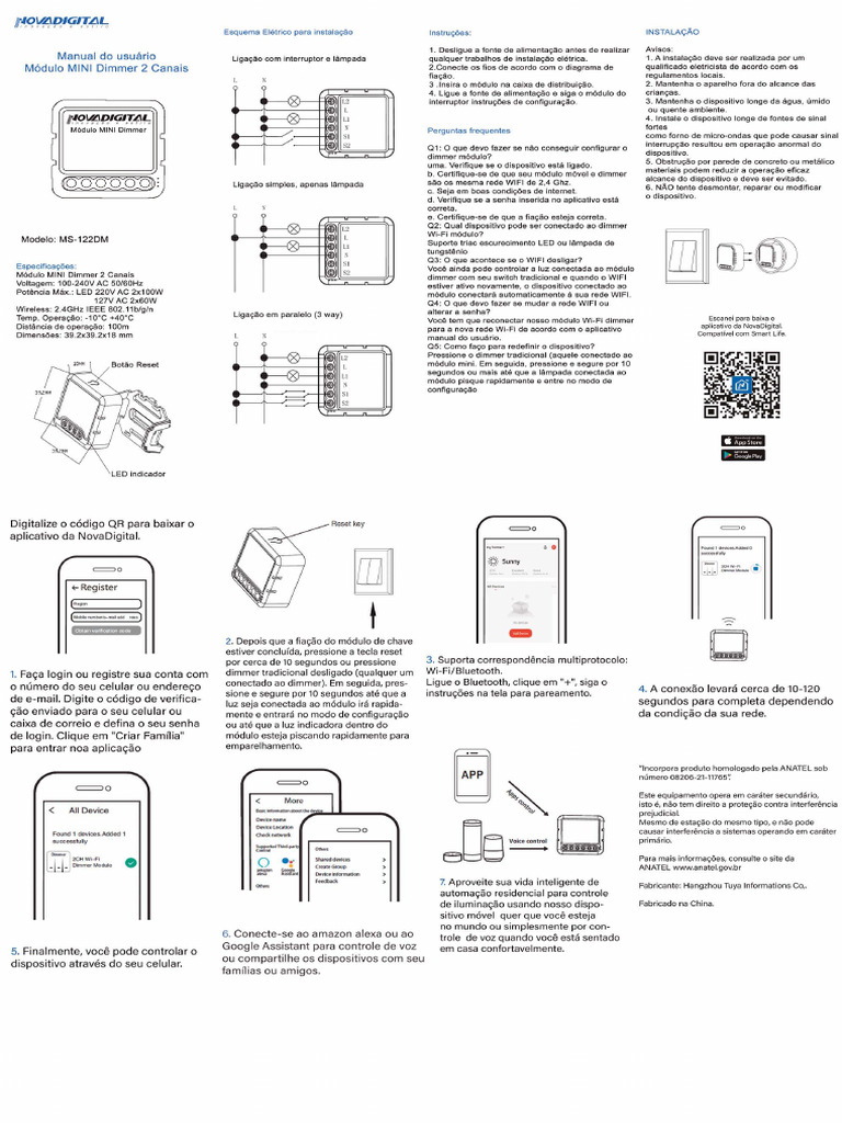 Manual Mini Zigbee ms122dm 2 CANAL Reduzido E70364148f | PDF