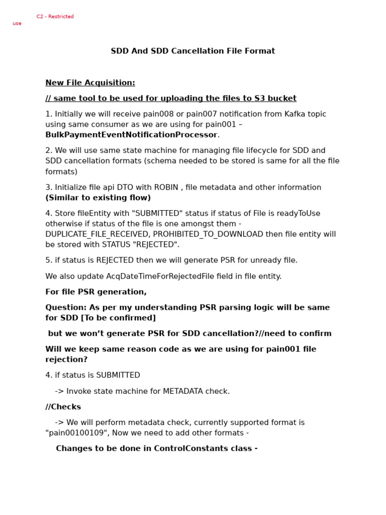 SDD and SDD Cancellation File Format | PDF | Parsing | Database Transaction
