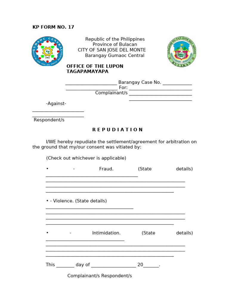 KP Form 17 | PDF