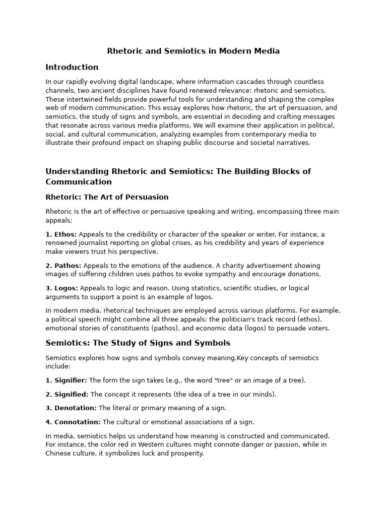 Rhetoric and Semiotics in Modern Media | PDF | Rhetoric | Semiotics