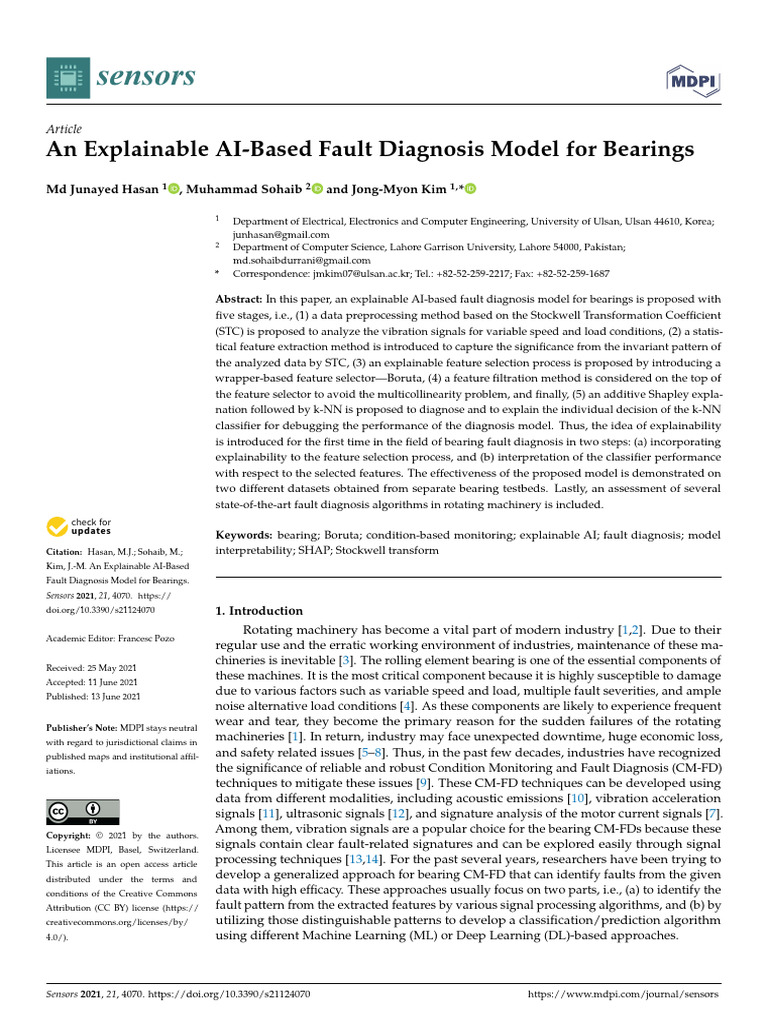 AnExplainable AI-Based Fault Diagnosis Model for Bearings | PDF ...