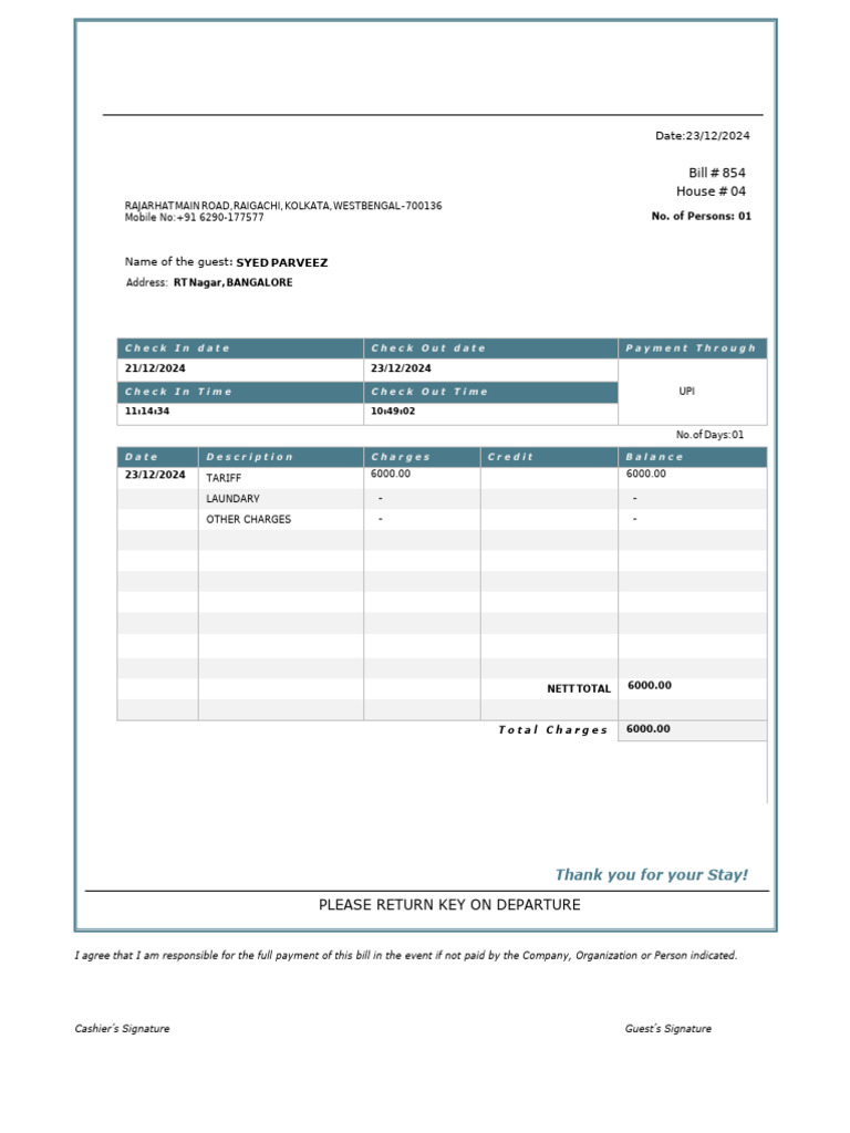 Siddha Xanady Bill Kolkata PDF Bill | PDF