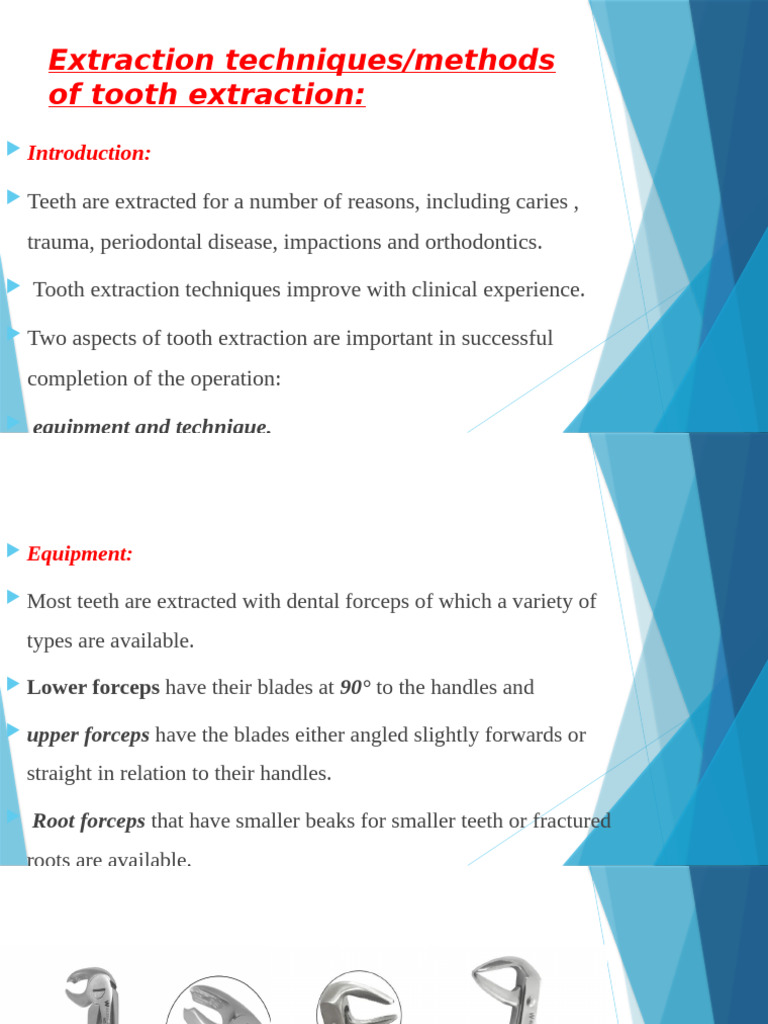 Extraction Techniques Lec9 | PDF | Dental Anatomy | Tooth