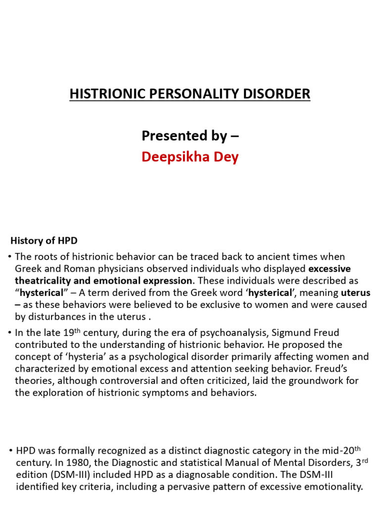 Histrionic Personality Disorder | PDF | Personality Disorder | Mental ...