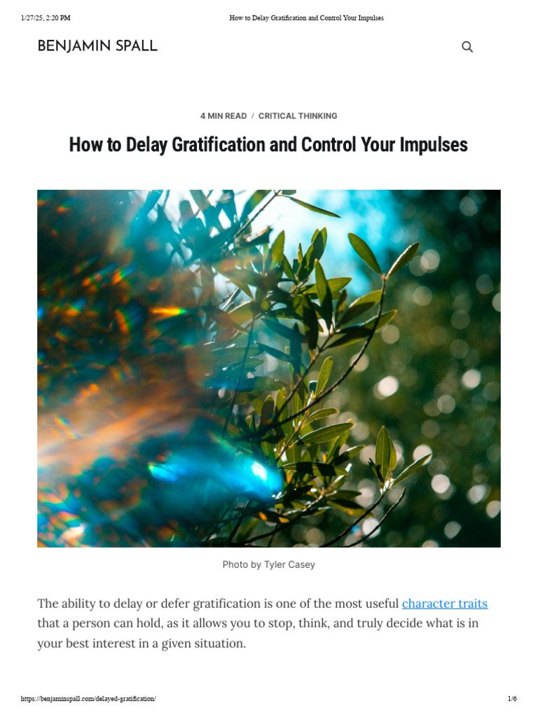 How To Delay Gratification and Control Your Impulses | PDF | Delayed ...