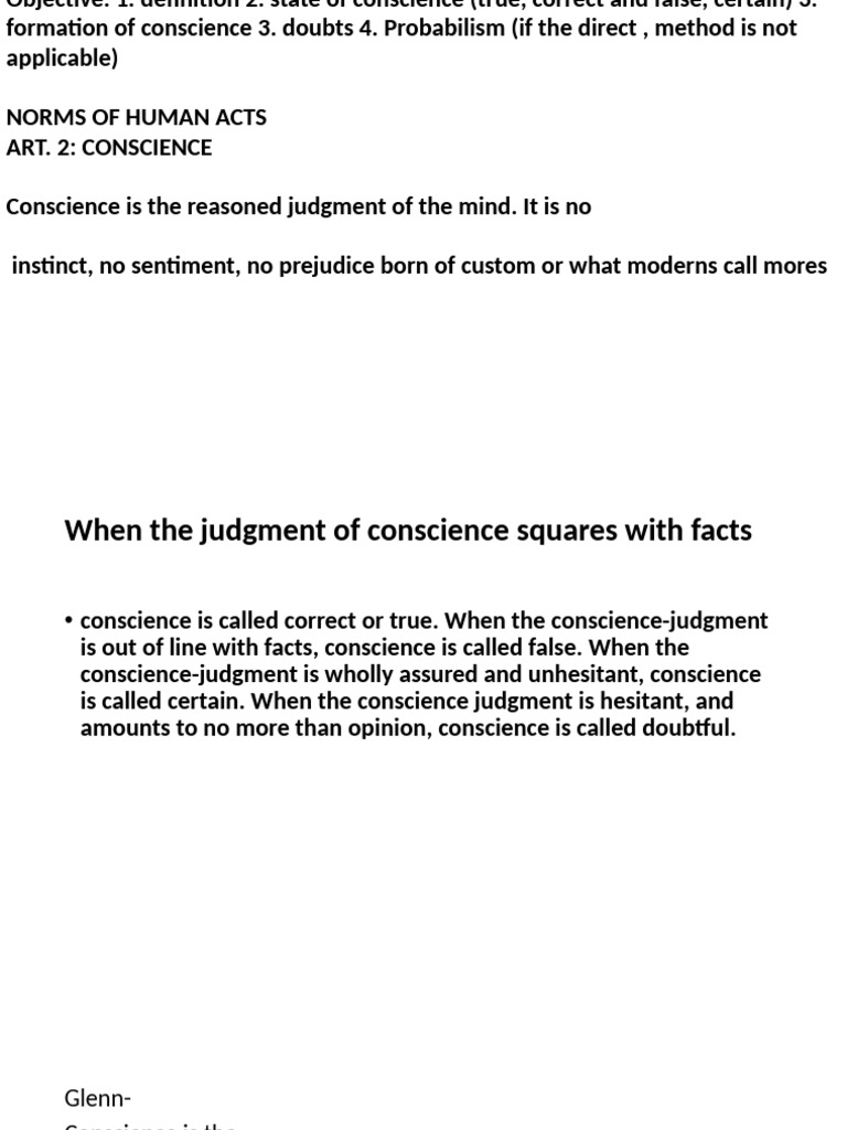 Article 2 Conscience - Norm of Human Acts | PDF | Conscience