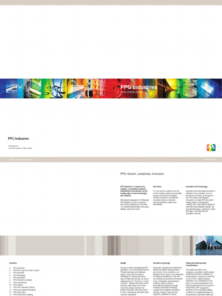 PPG Corporate Brochure | PDF | Glasses | Fine Chemical