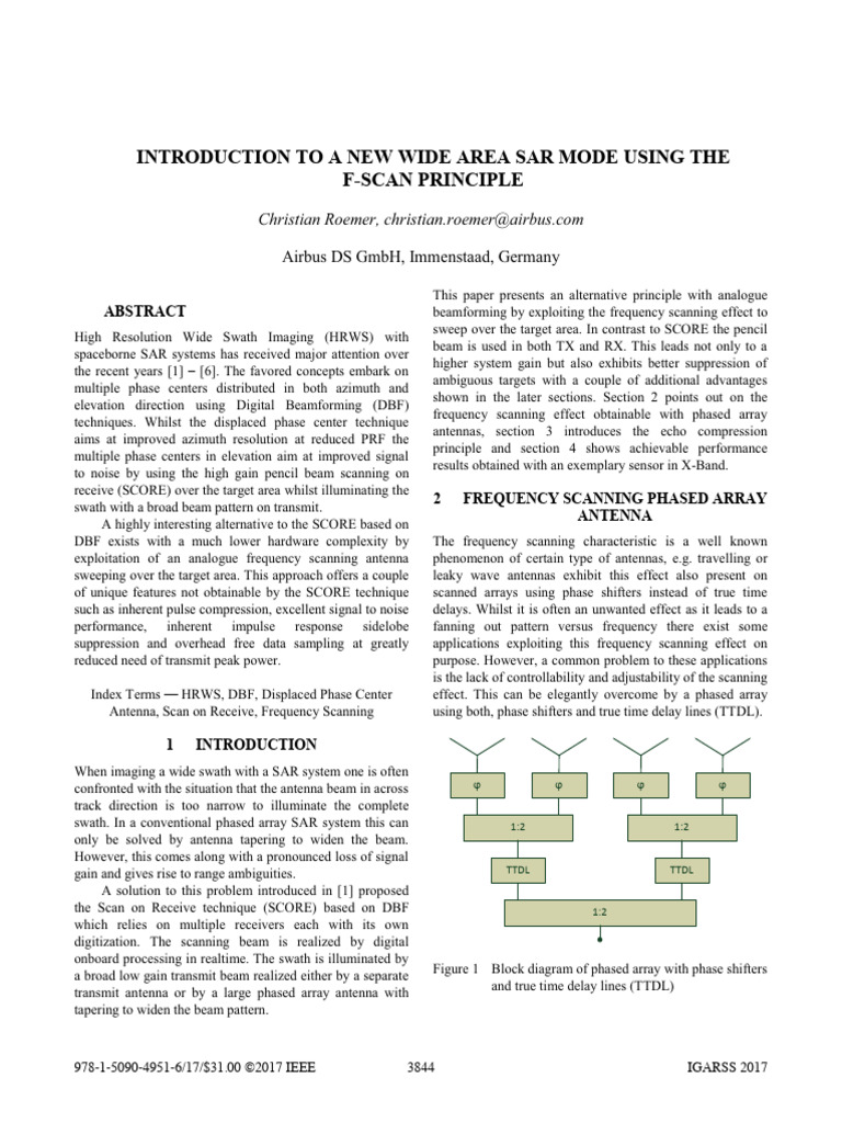 Introduction To A New Wide Area Sar Mode Using The F-SCAN Principle | PDF