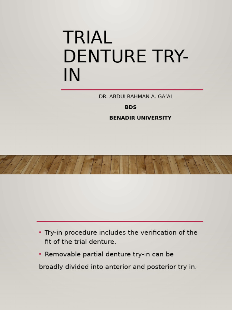 Try in RPD and Post Insertion-1 | PDF | Dentures | Dentistry