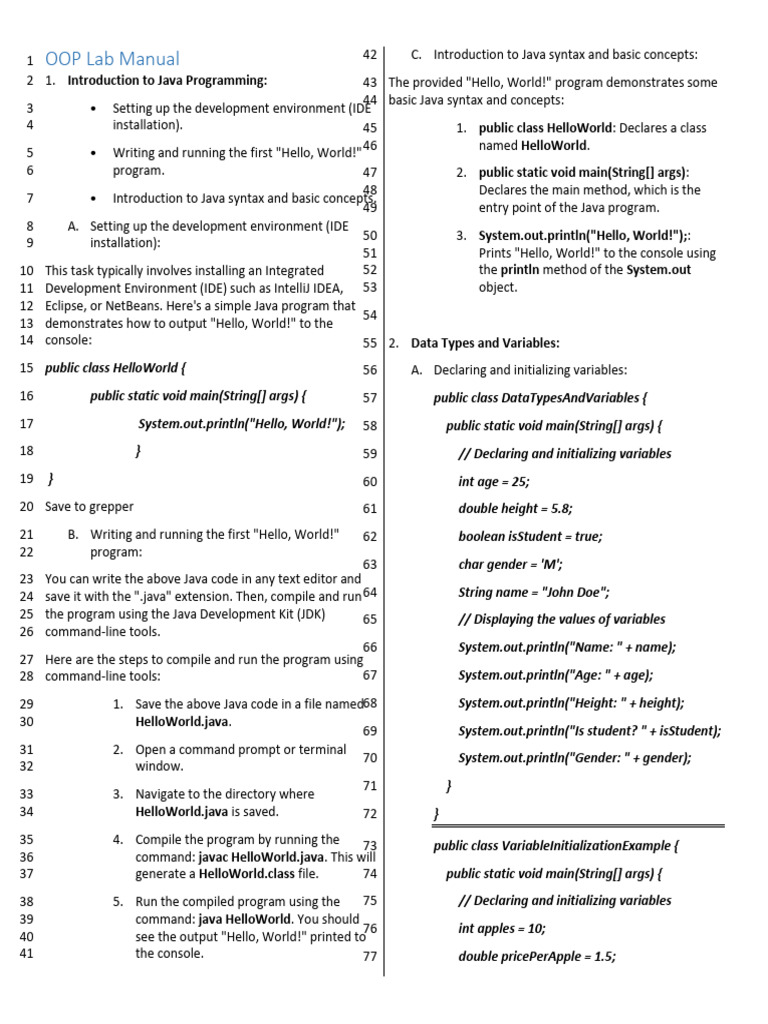 Lab Manual | PDF | Integrated Development Environment | Java (Programming Language)