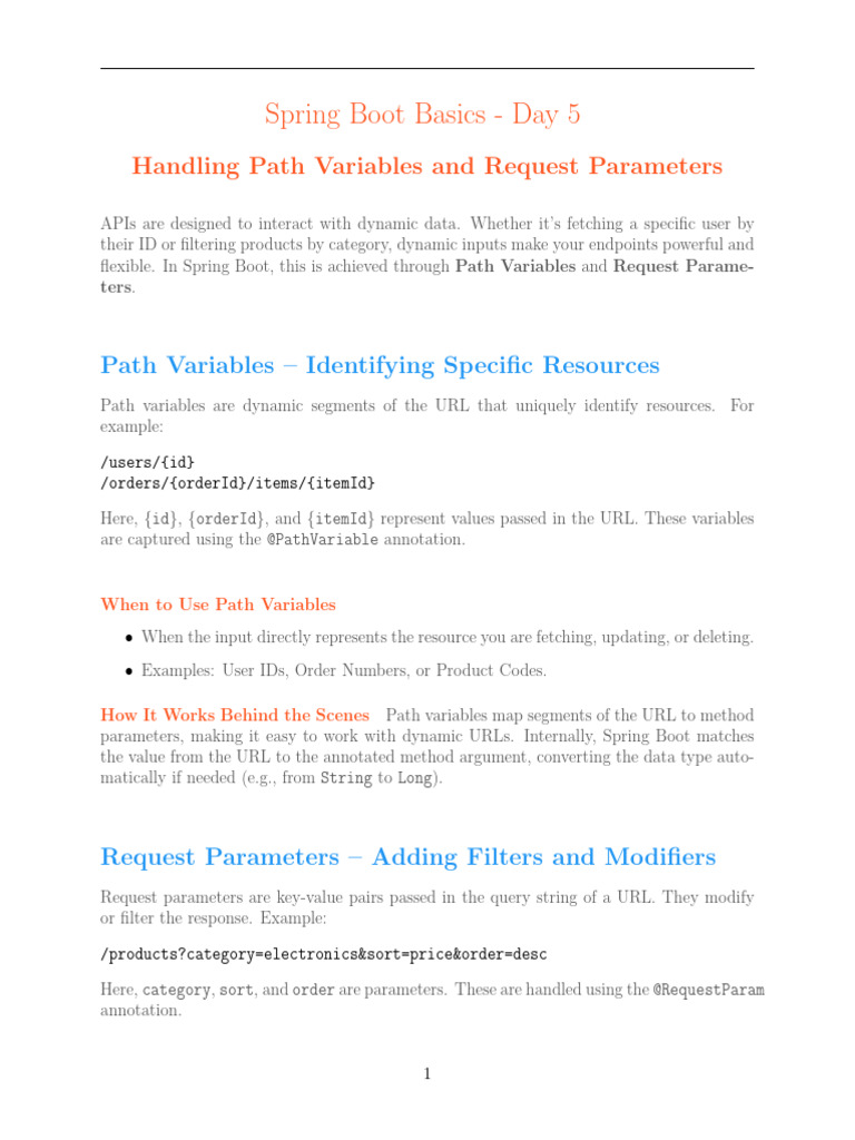 Handling Path Variables and Request Parameters | PDF | Parameter ... Handling Path Variables and Request Parameters | PDF | Parameter ...