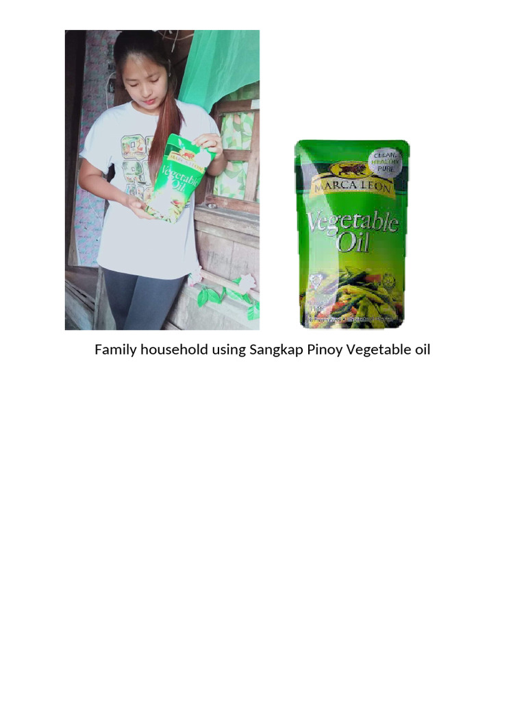 Family Household Using Sangkap Pinoy Vegetable Oil | PDF