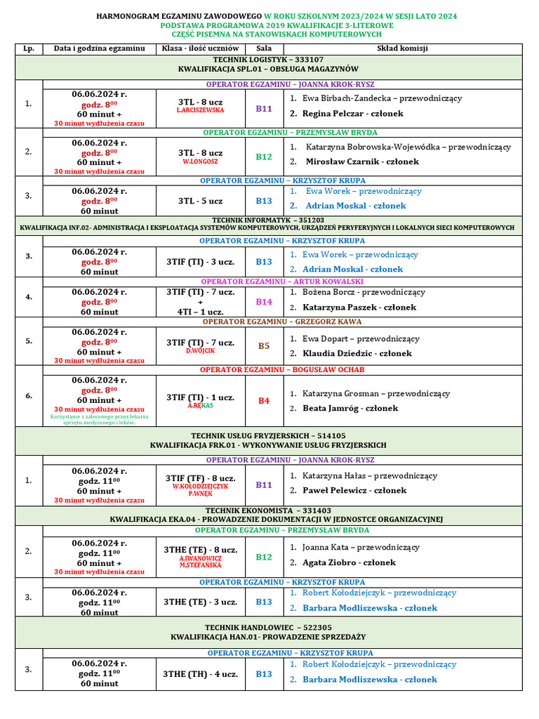 HARMON. EGZ. Sesja Lato 2024gghh | PDF