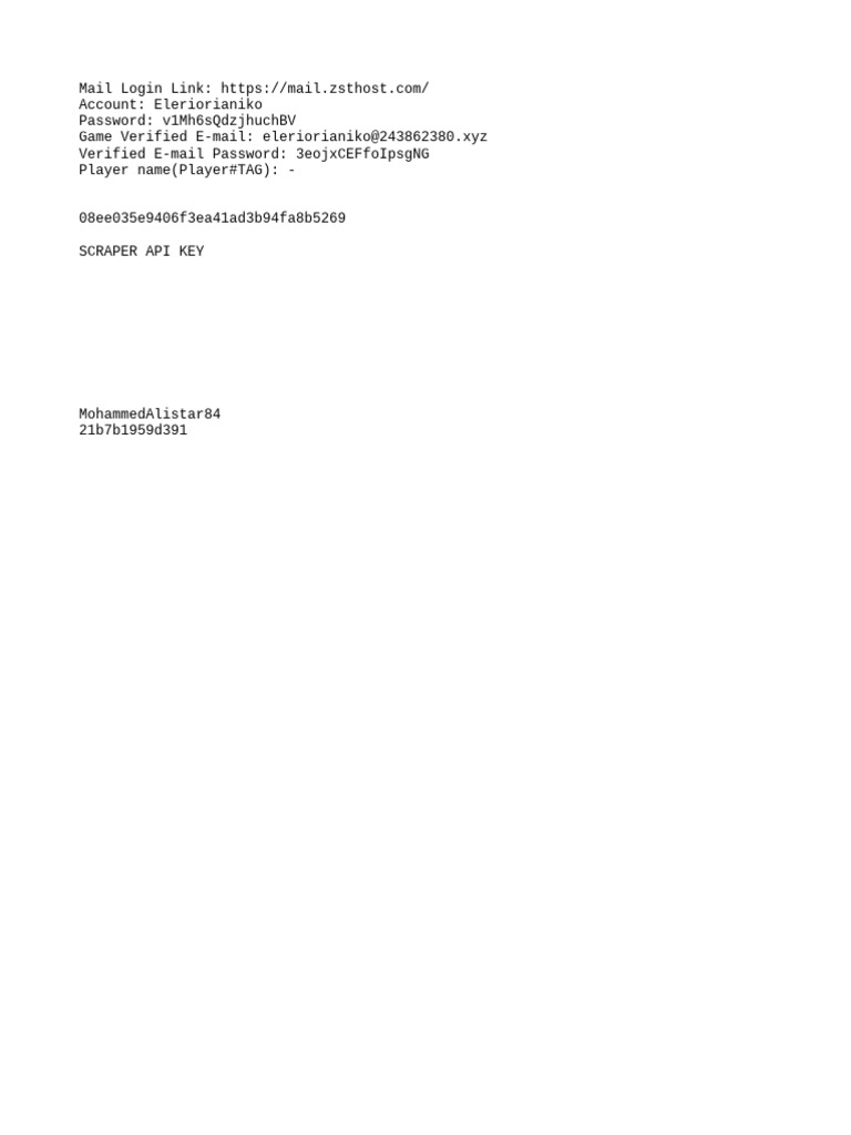 Gamer Account Access Details | PDF