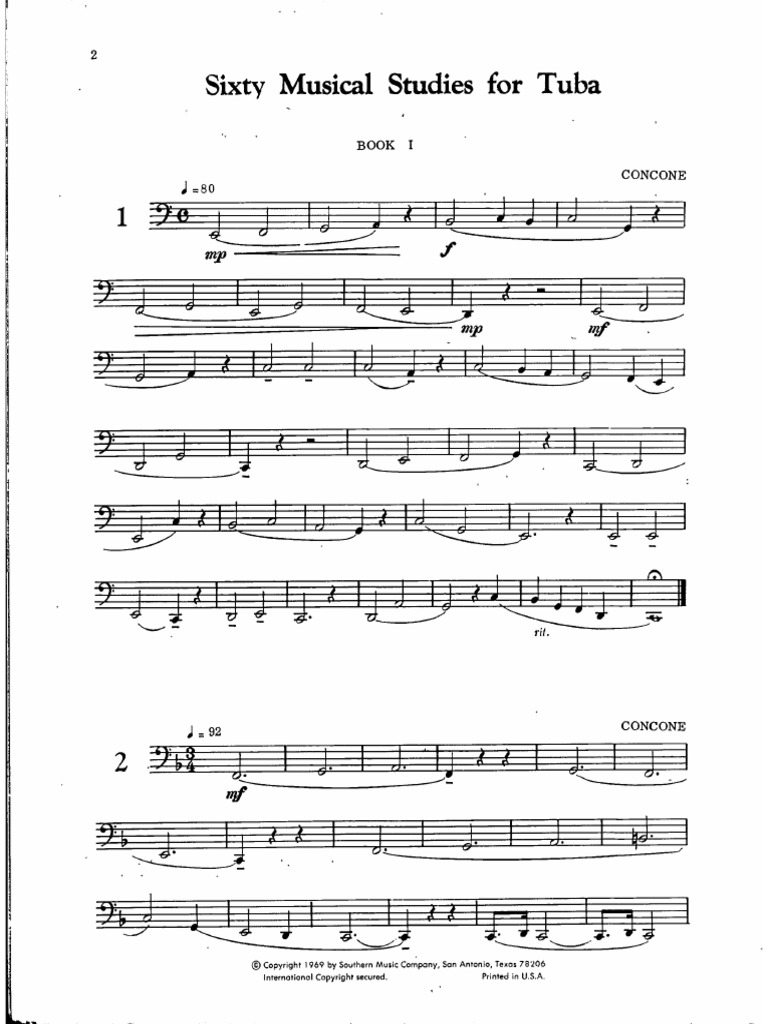 Concone 60 Musical Studies For Tuba | PDF