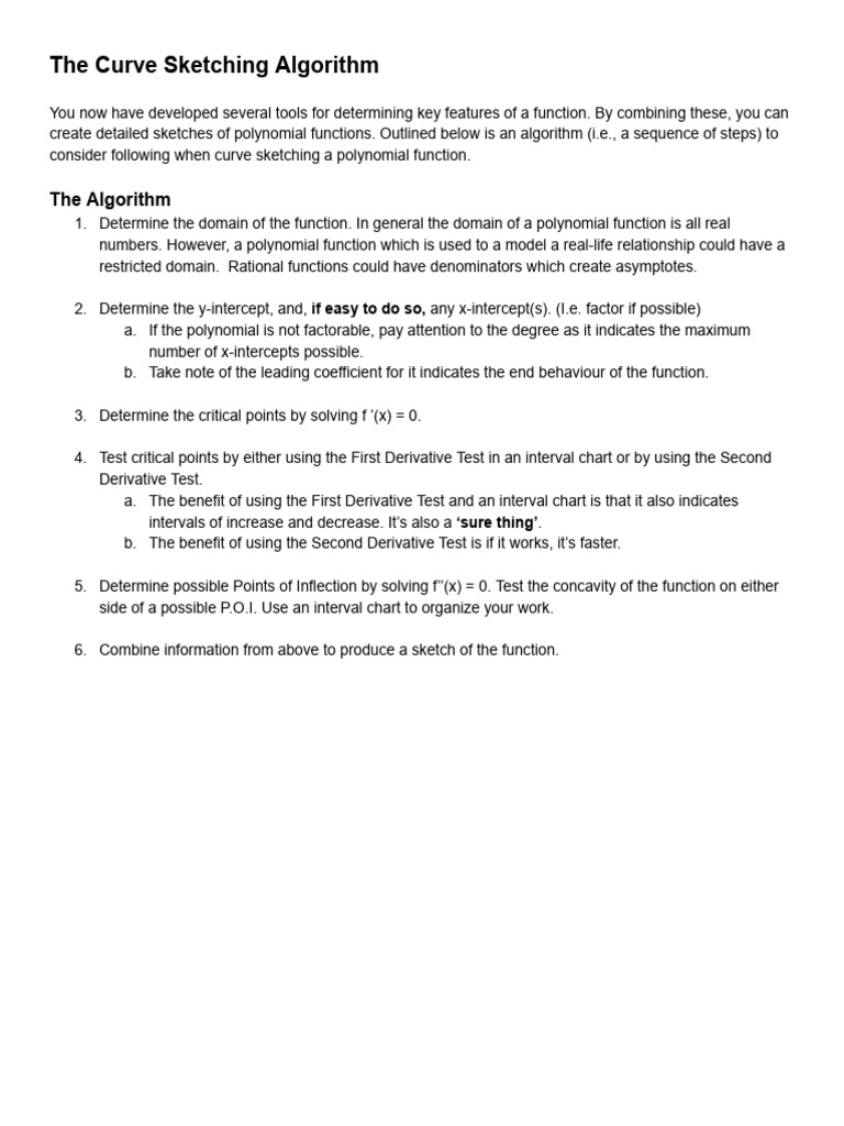 5A Curve Sketching Algorithm | PDF