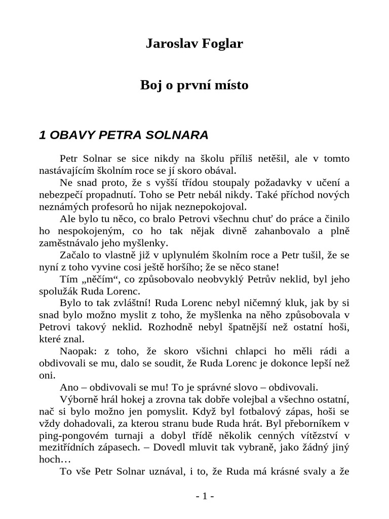 Foglar J. - Boj o Prvni Misto | PDF