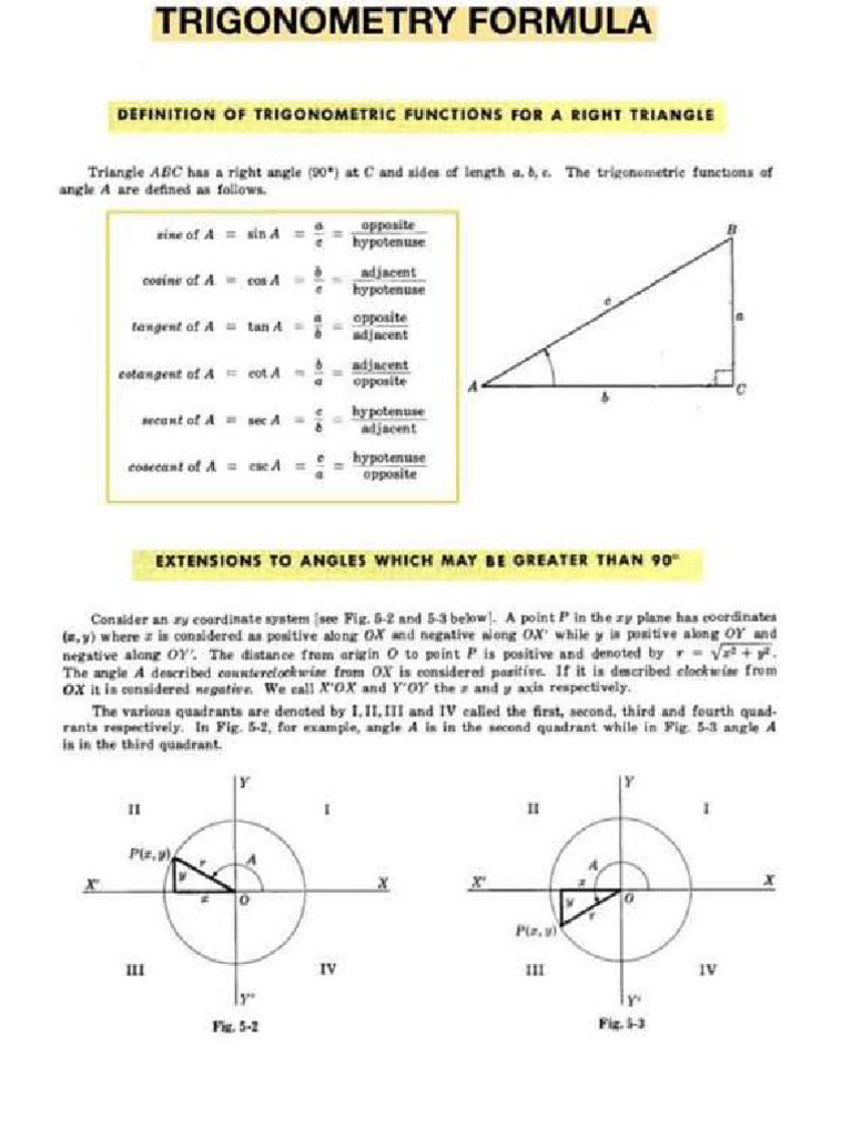 Trigonometry Formula | PDF