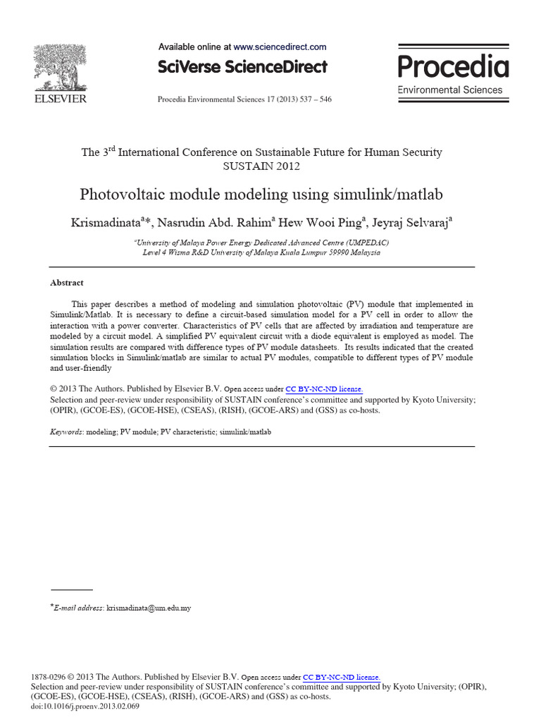 Photovoltaic Module Modeling Using SimulinkMatlab | PDF | Photovoltaics ...
