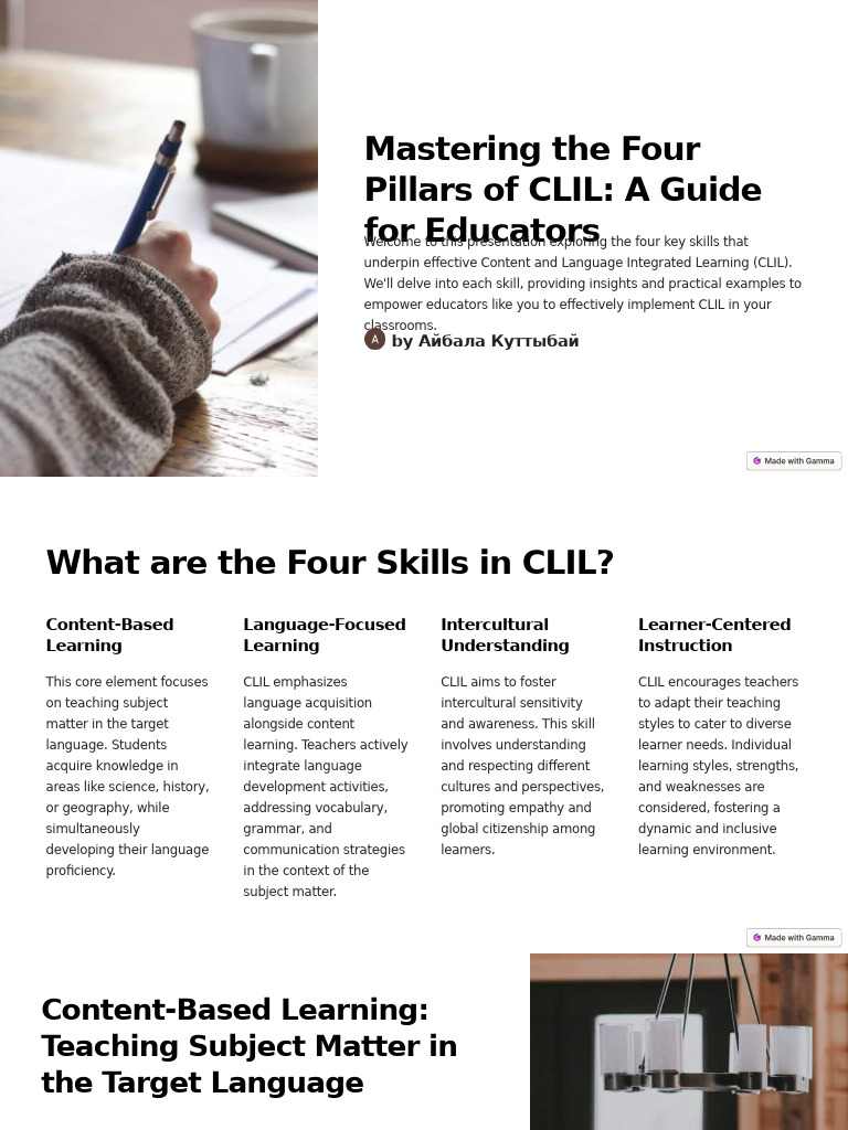 Mastering The Four Pillars of CLIL A Guide For Educators 2 | PDF | Learning | Second Language