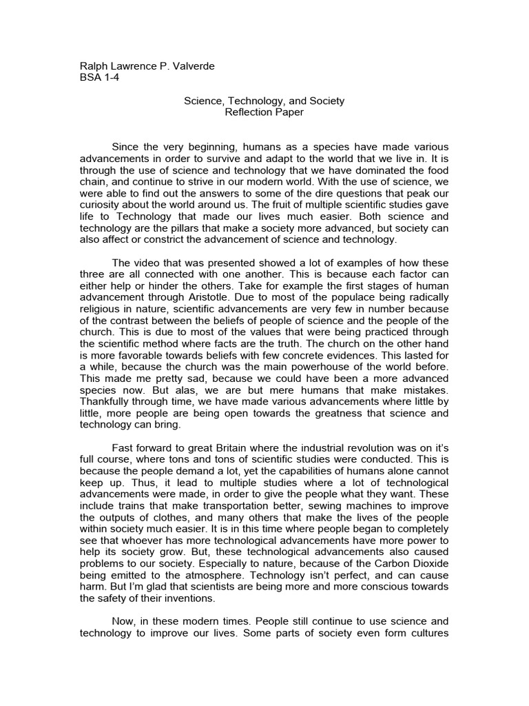 Valverde STS Reflection-Paper | PDF | Science