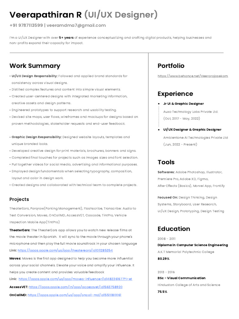 Naukri VEERAPATHIRANR (5y 8m) | PDF | Design | Computing