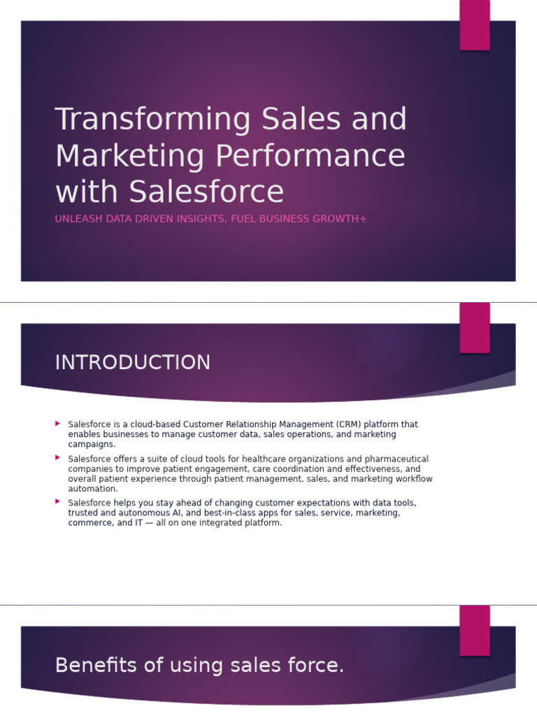 Transforming Sales and Marketing Performance With Salesforce | PDF
