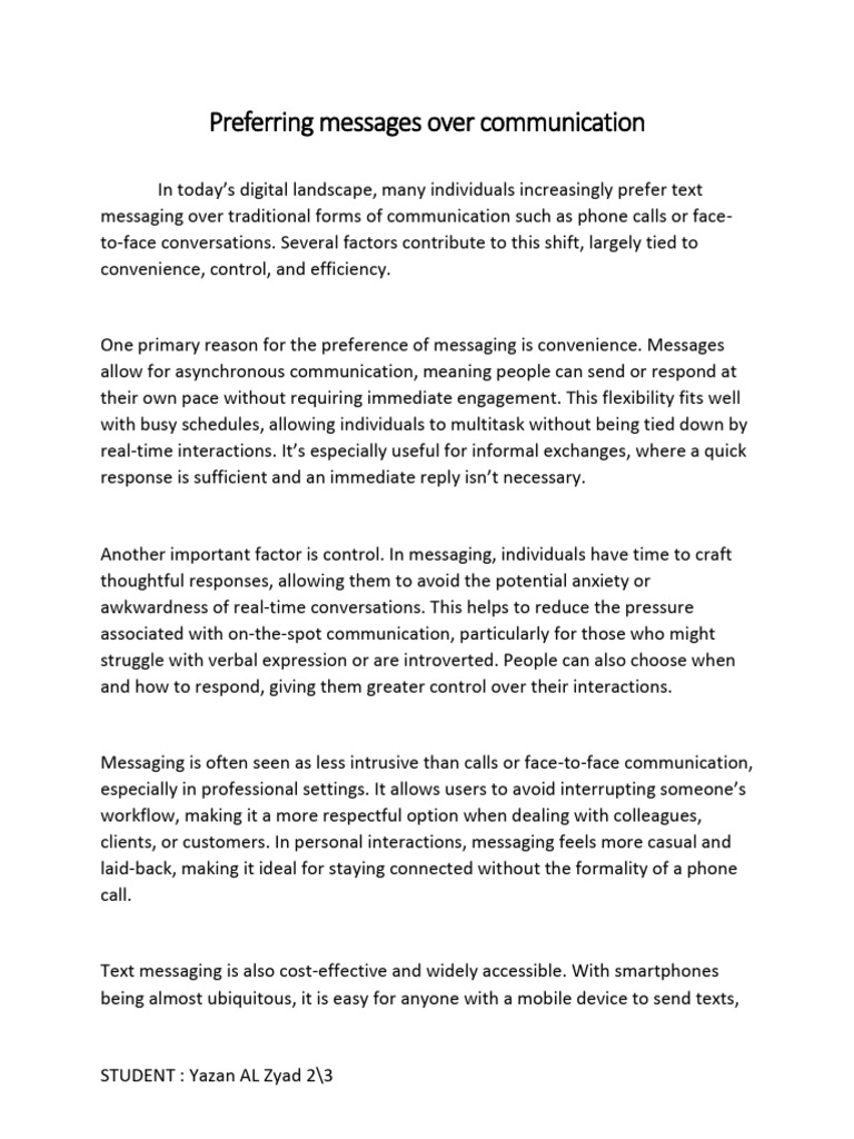 Why Messaging Beats Calls Today | PDF | Communication | Conversation