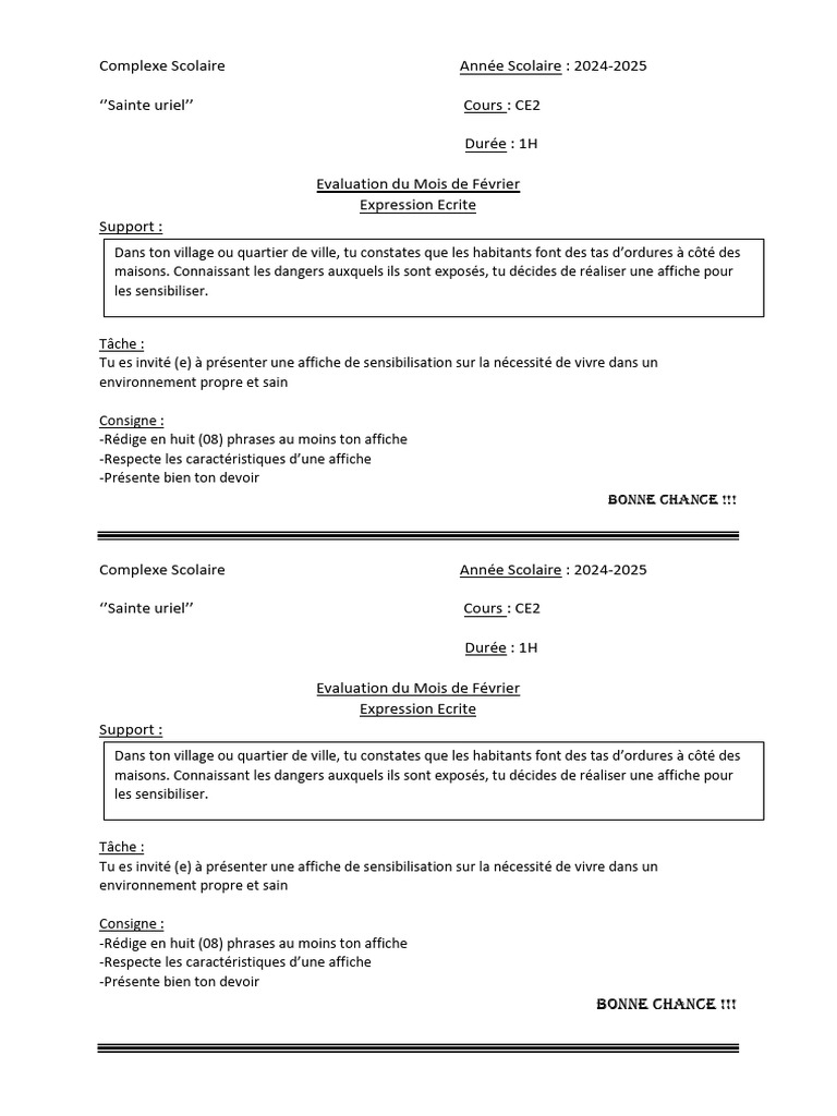 Affiche de Sensibilisation CE2 | PDF