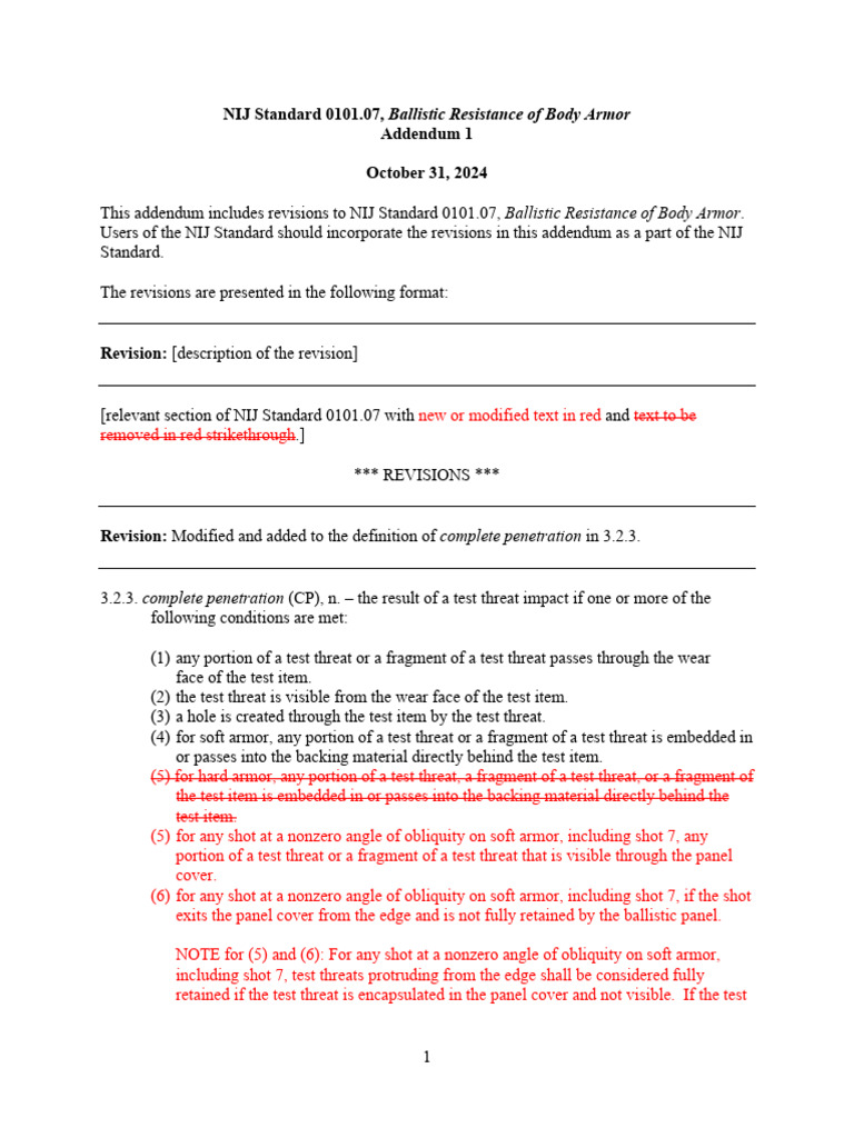 Addendum 1 Nij Standard 0101 07 | PDF