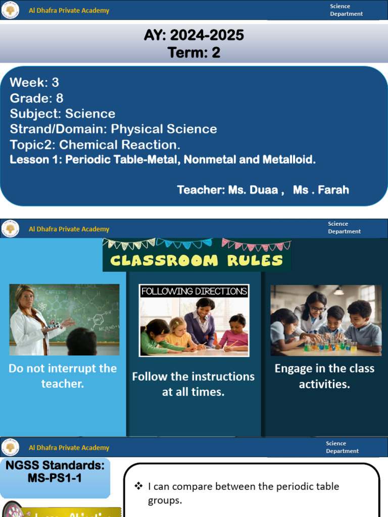 Lesson2-Week3-Metal, Nonmetal and Metalloid | PDF | Atoms | Atomic Nucleus