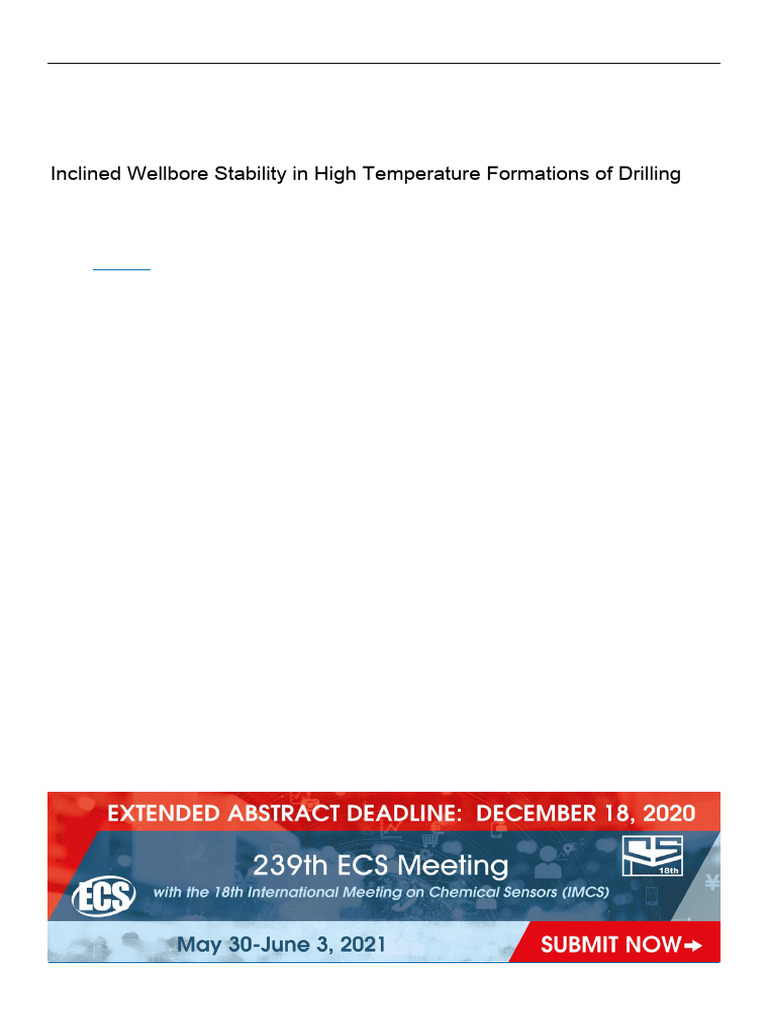 Inclined Wellbore Stability in High-Temp Drilling | PDF | Borehole ...
