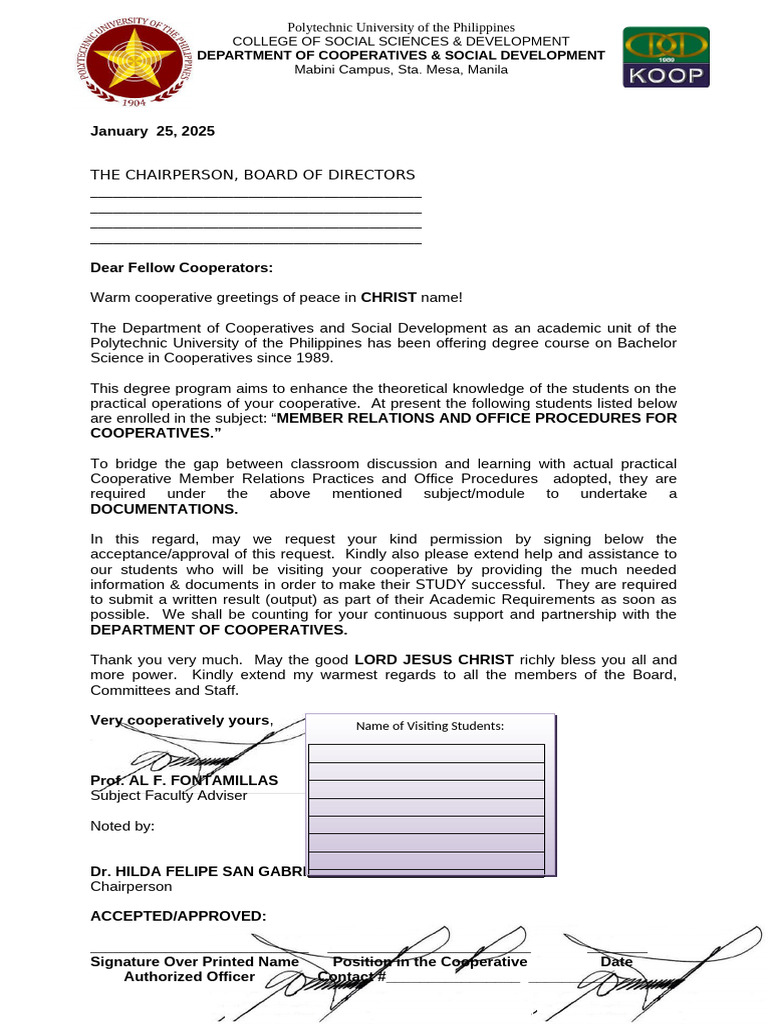 Letter-for-Coop-Member-Relations-Ofice-Procedures-Practices | PDF