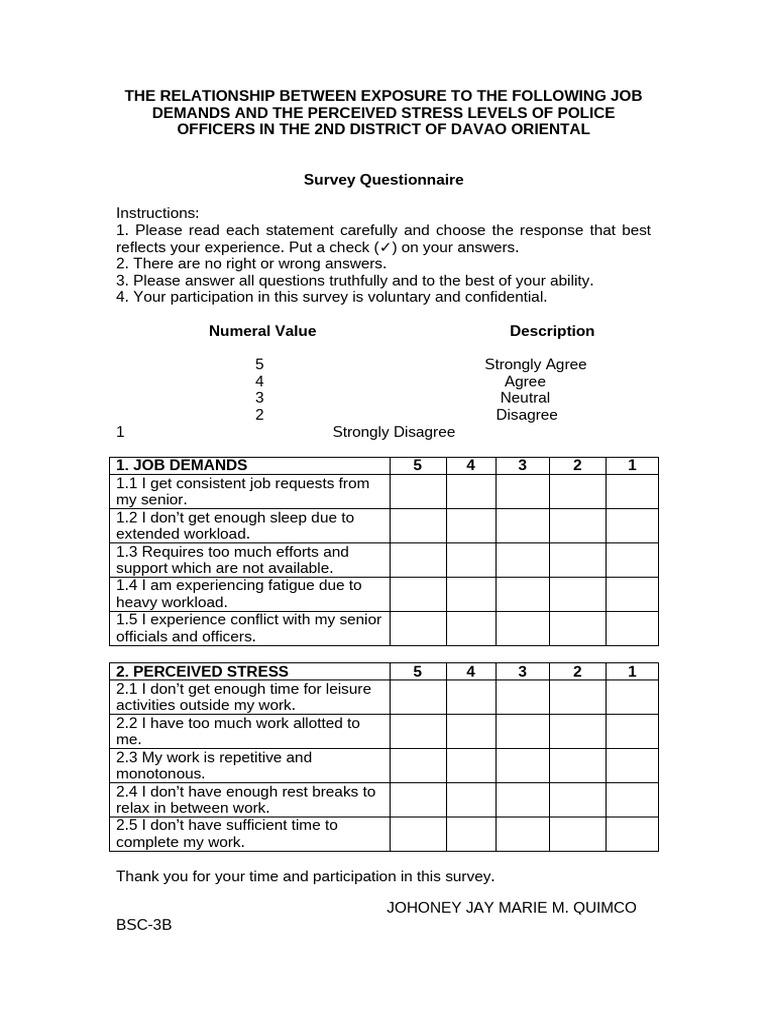 Questionnaire (Quimco) Final | PDF | Social Psychology | Psychology