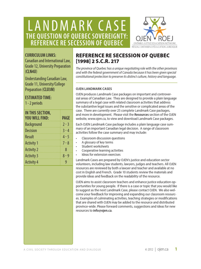 Quebec Secession: Legal Insights | PDF | Government | Justice