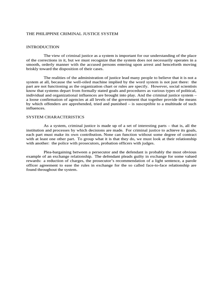 Overview of the Philippine Criminal Justice System | PDF | Crime ...
